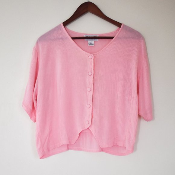 Vintage | Tops | Vintage Cropped Button Up Short Sleeve Top In Soft ...